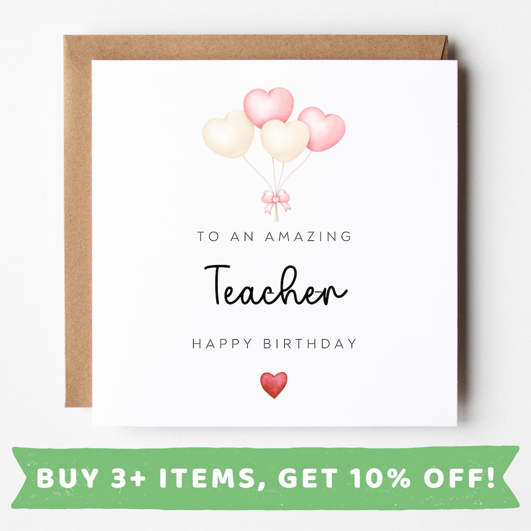 Teacher Birthday Card Teachers Birthday Cards Teacher Birthday Gift ...