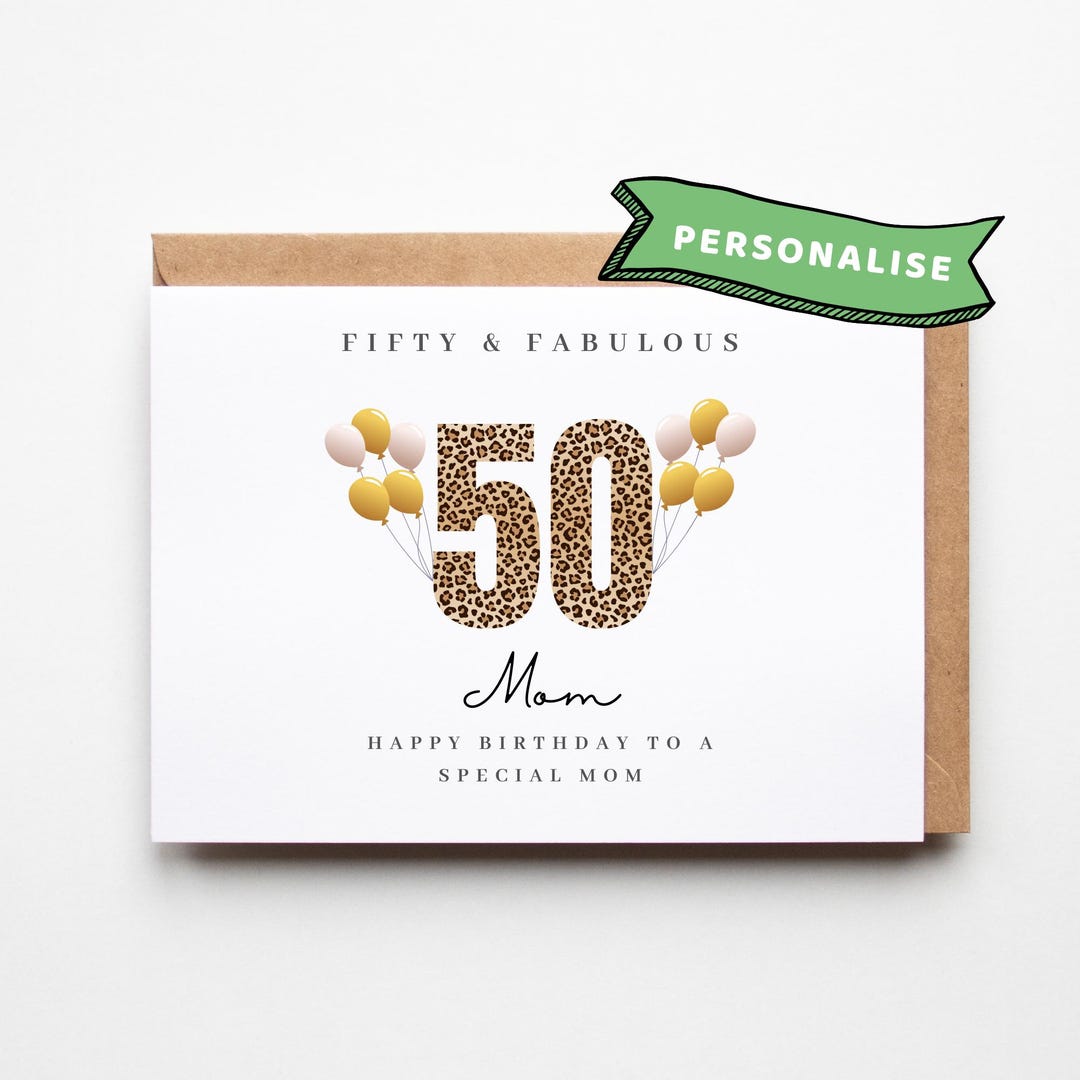 Mom 50th Birthday Card Mom 50th Birthday Cards Mom 50th Birthday Gift ...
