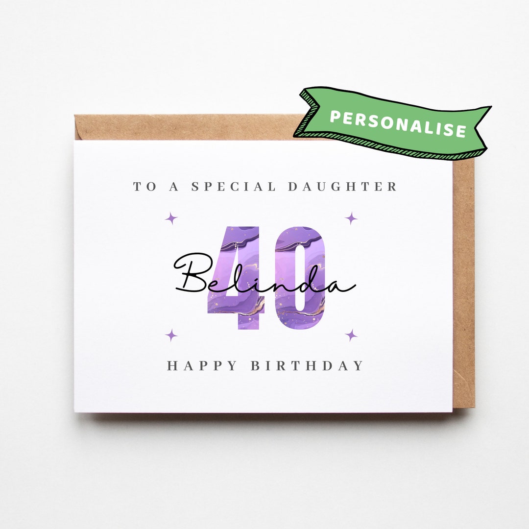 Birthday Card for Daughter 40 Daughter 40th Birthday Card Daughter 40th ...