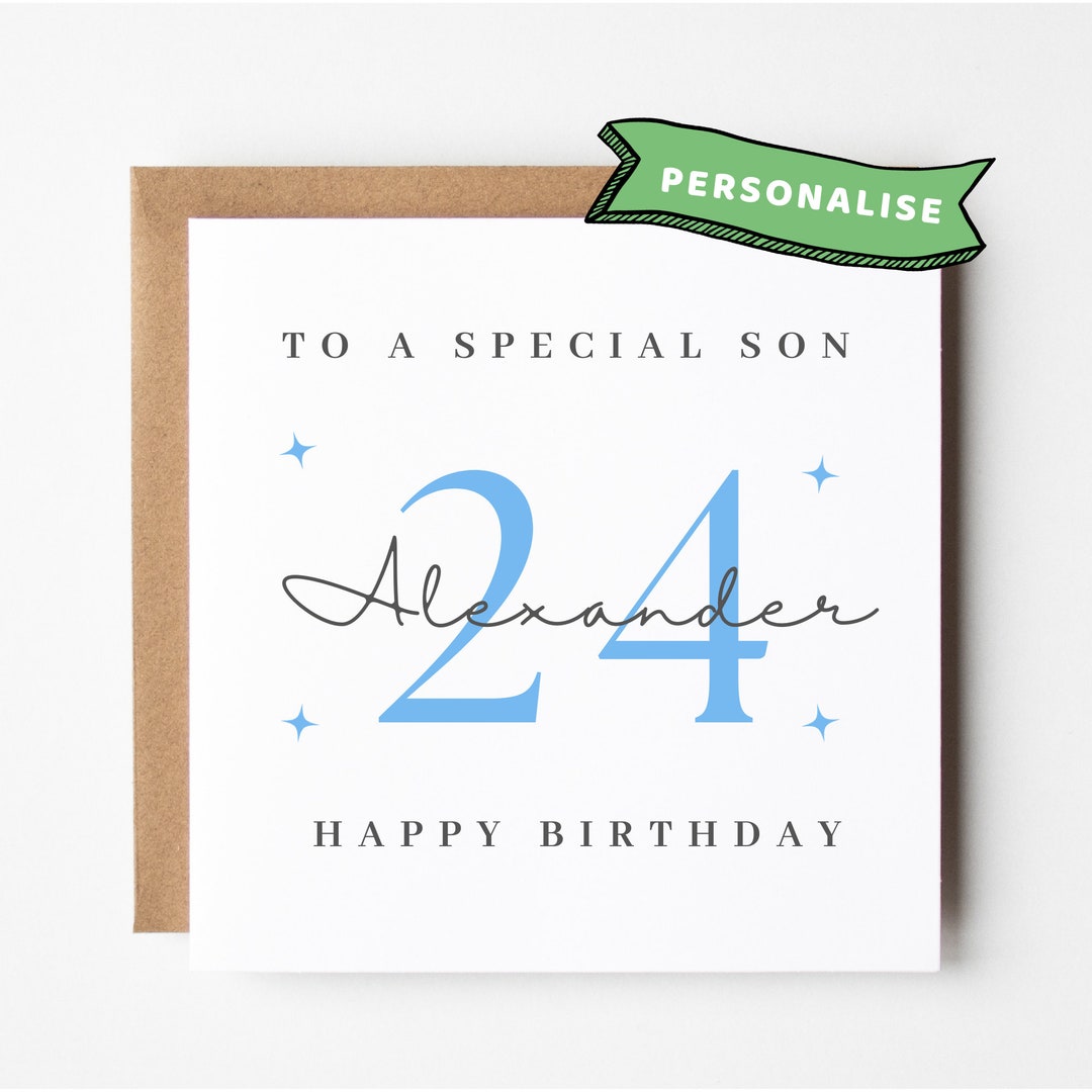 Personalised 24th Birthday Card for Son 24th Birthday Cards Son 24 Card ...