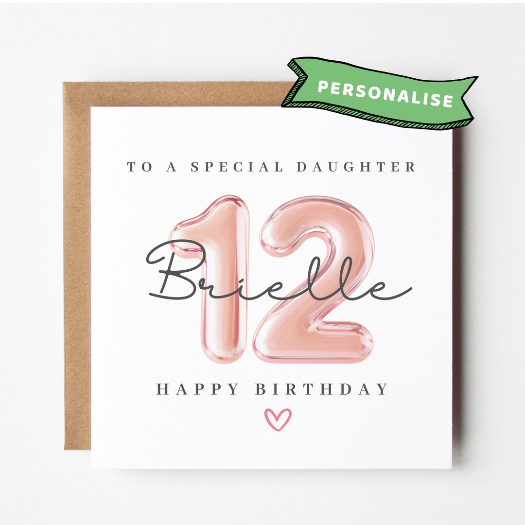 Birthday Card for Daughter 12 Daughter 12th Birthday Card Daughter 12th ...