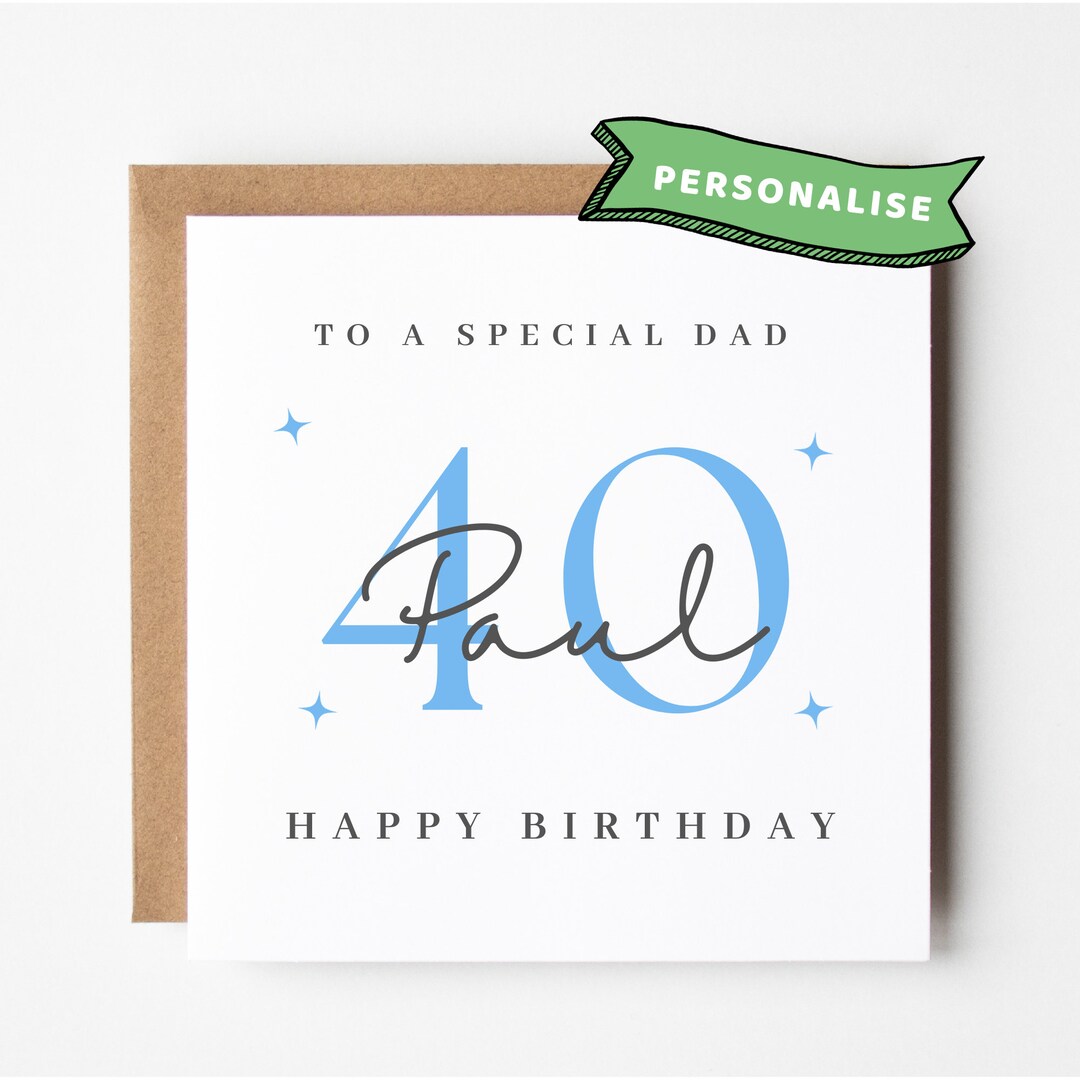 Personalised 40th Birthday Card for Dad 40th Birthday Card Dad 40th ...