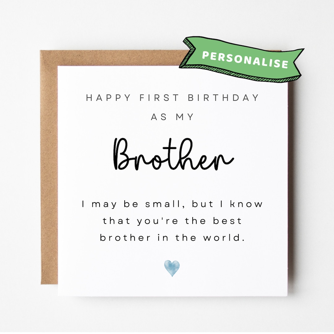 First Birthday as My Brother Card First Birthday as Brother First ...