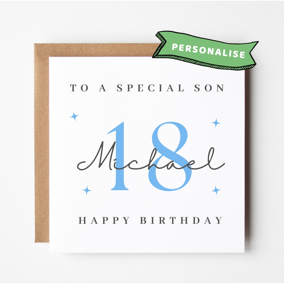 Personalised 18th Birthday Card for Son 18th Birthday Cards Son 18 Card ...