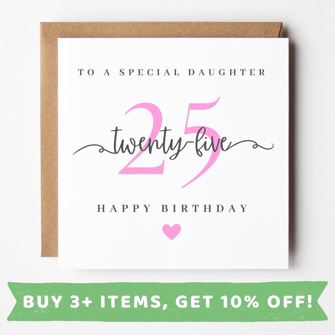 Birthday Card for Daughter 25 Daughter 25th Birthday Card Daughter 25th ...