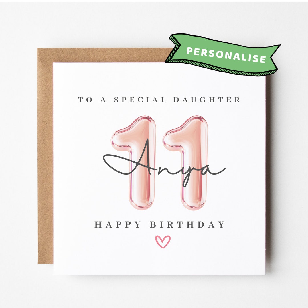 Birthday Card for Daughter 11 Daughter 11th Birthday Card Daughter 11th ...