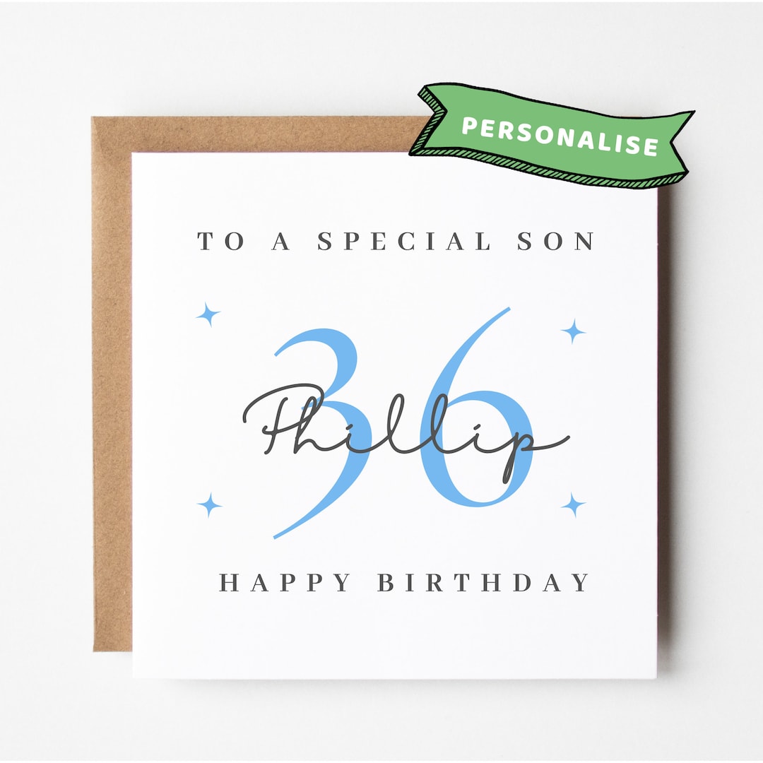 Personalised 36th Birthday Card for Son 36th Birthday Cards Son 36 Card ...