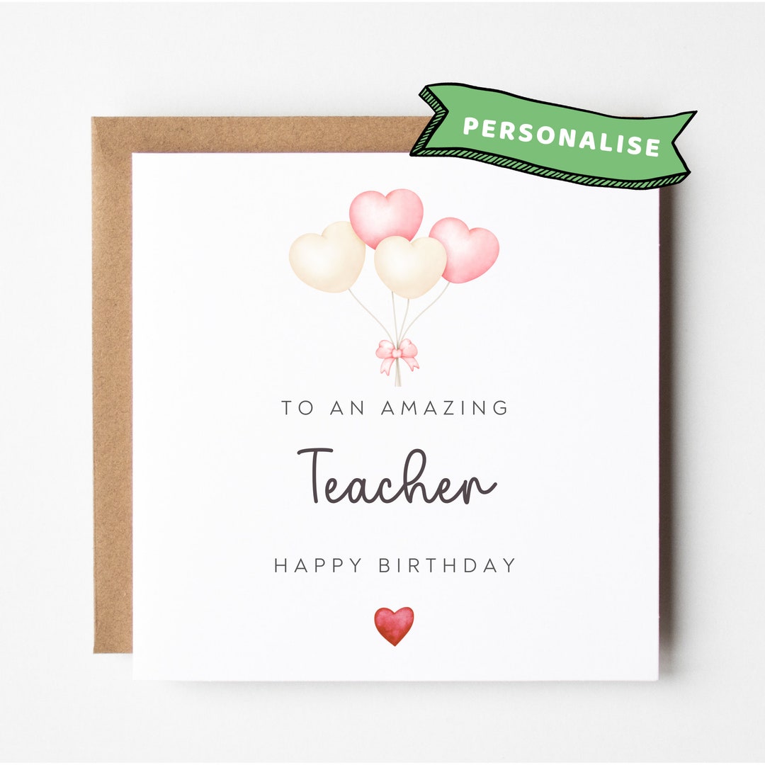 Teacher Birthday Card Teacher Birthday Cards Teacher Birthday Gift ...