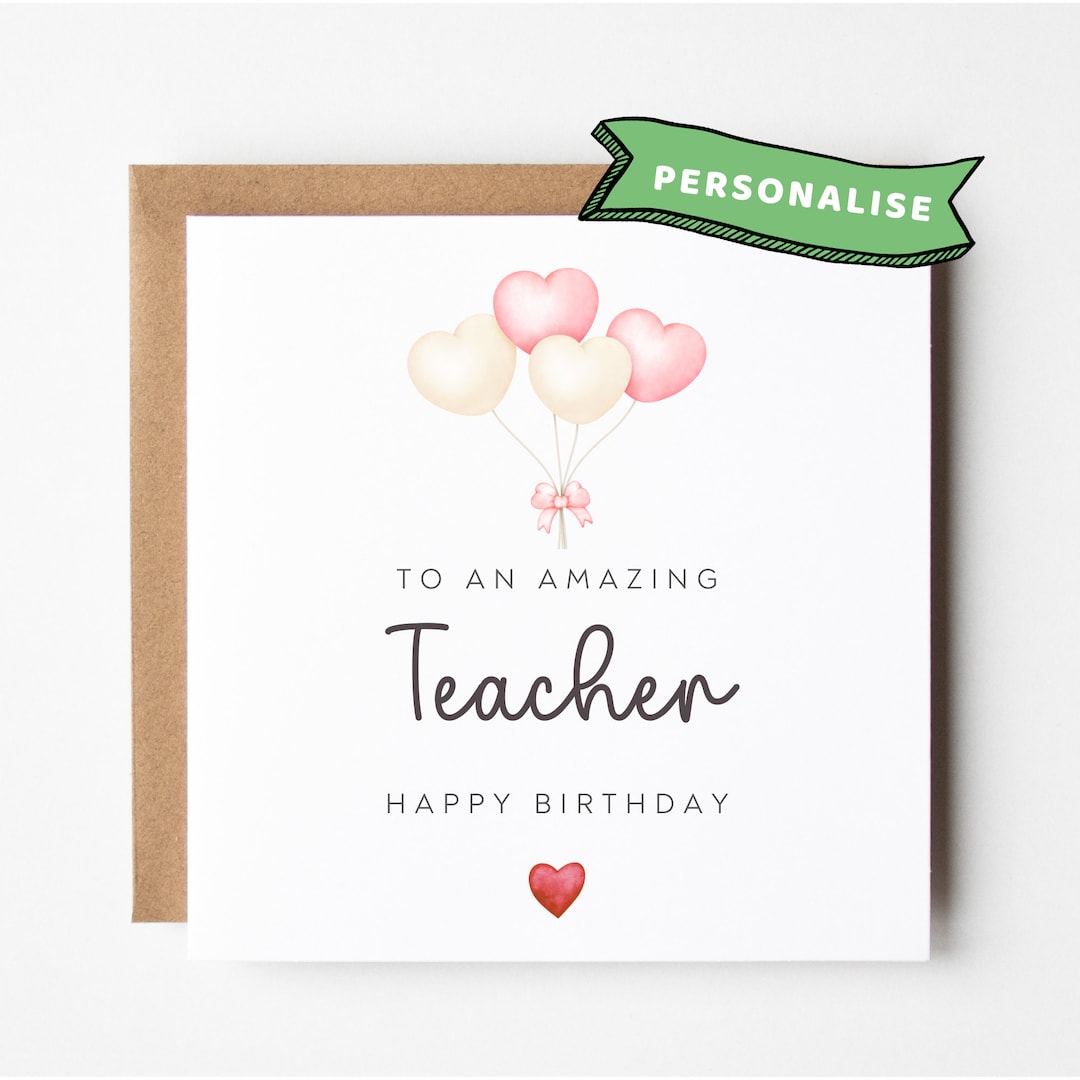 Teacher Birthday Card Teachers Birthday Cards Teacher Birthday Gift ...