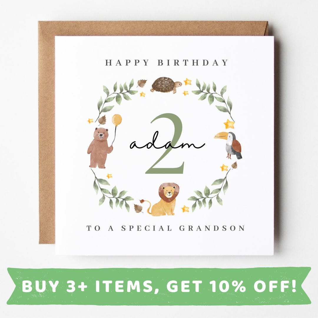 Personalised 2nd Birthday Card for Grandson 2nd Birthday Card Grandson ...