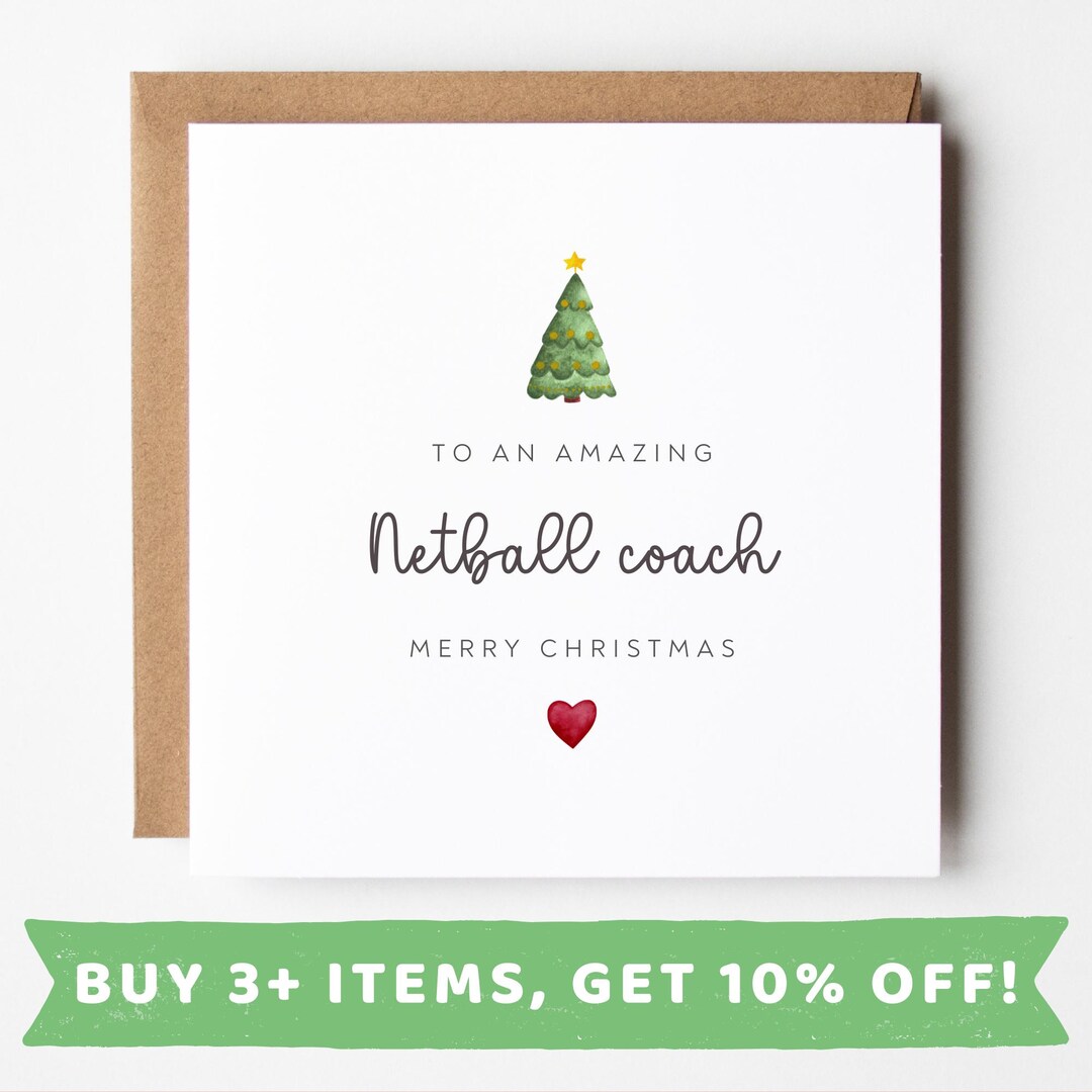 Personalised Netball Coach Christmas Card Netball Coach Christmas Cards ...