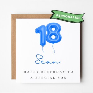 Personalised 18th Birthday Card for Son 18th Birthday Cards Son 18 Card ...