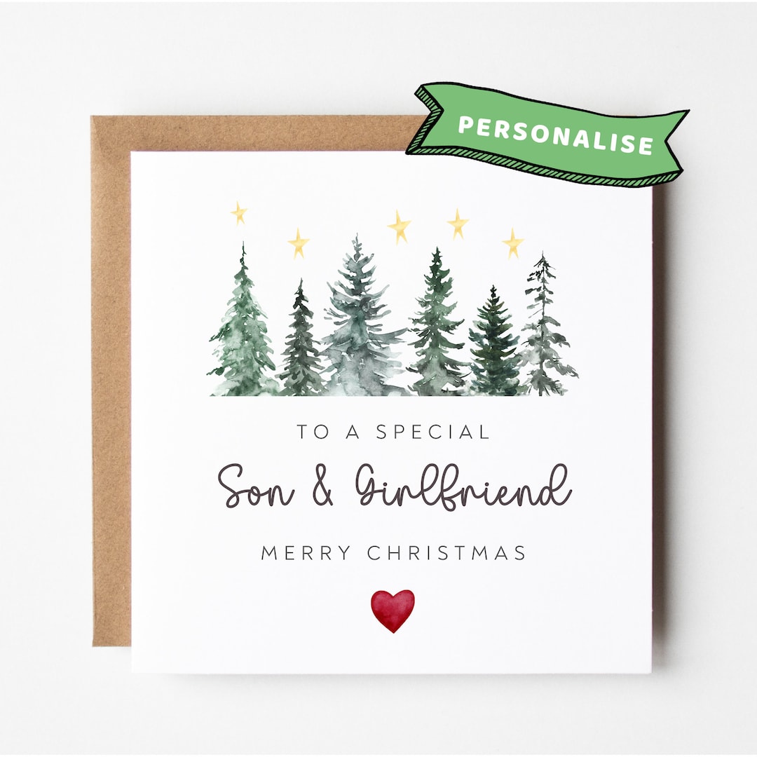 Personalised Christmas Card for Son and Girlfriend Christmas Card Son ...