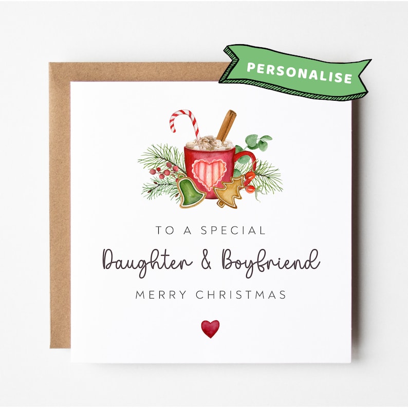 Personalised Christmas Card for Daughter and Boyfriend - Etsy UK