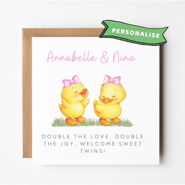 Twin Girl Card - Etsy UK