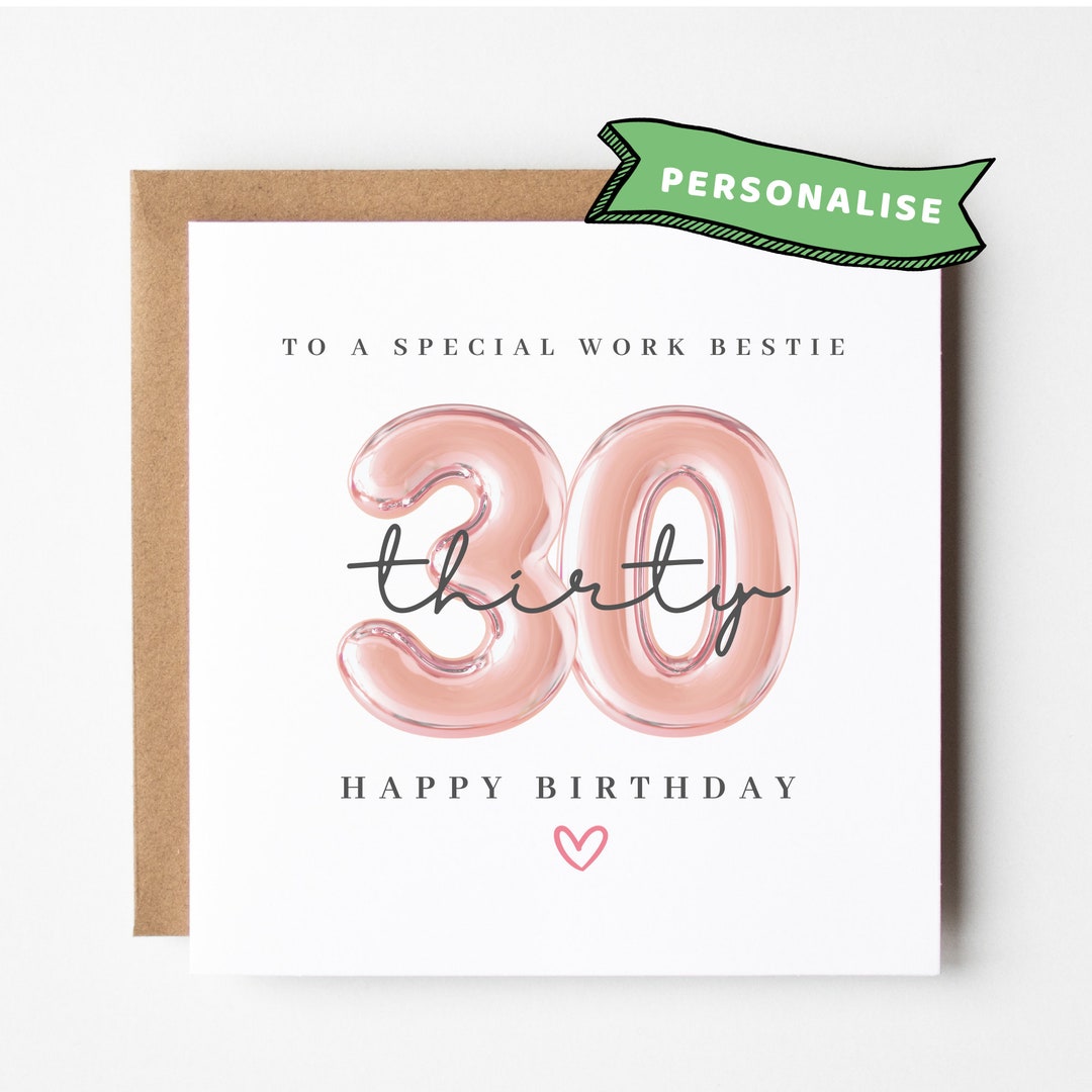 Work Bestie 30th Birthday Card Work Bestie Birthday 30th Cards - Etsy