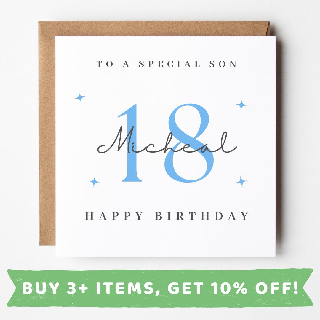 Personalised 18th Birthday Card for Son 18th Birthday Cards Son 18 Card ...