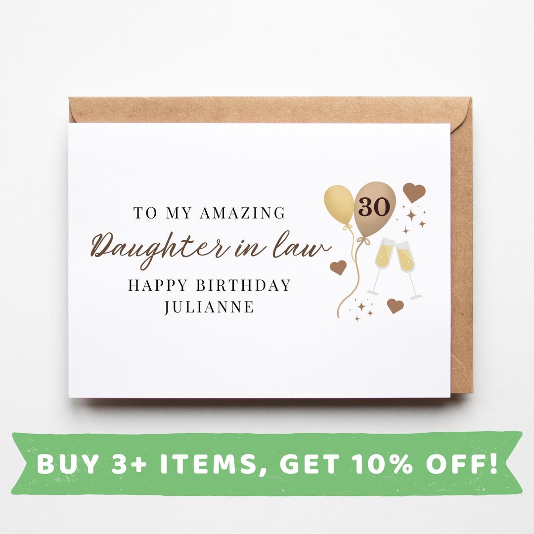 Daughter in Law 30th Birthday Card Daughter in Law Birthday Card ...