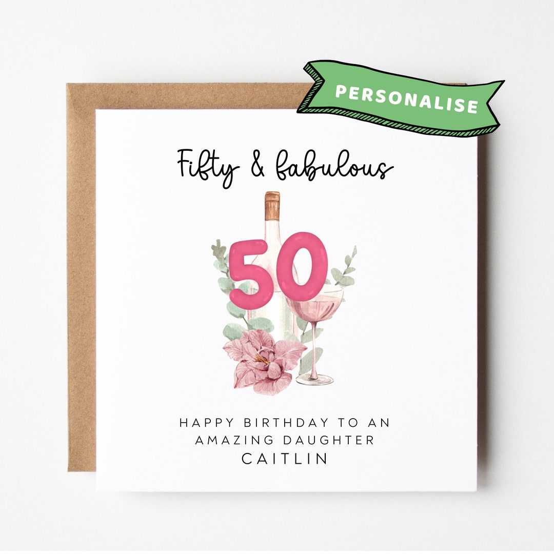 Birthday Card for Daughter 50 Daughter 50th Birthday Card Daughter 50th ...