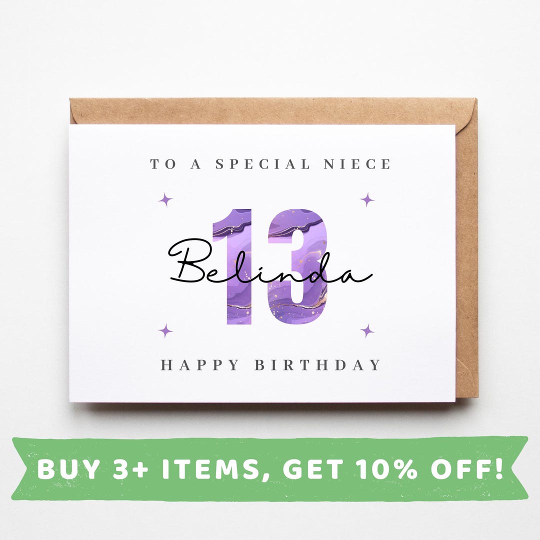Personalised Niece 13th Birthday Card Niece 13 Th Birthday Card Niece ...