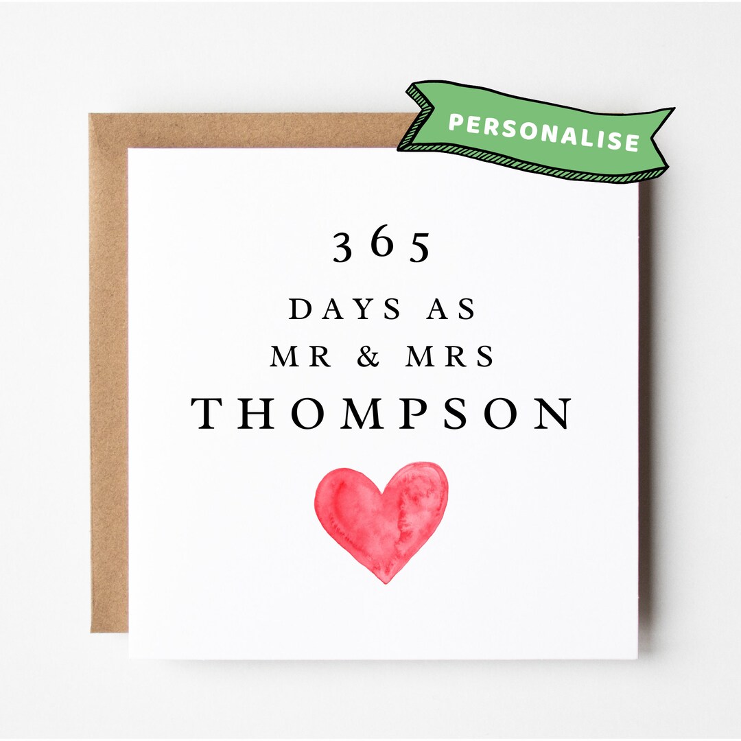 First Wedding Anniversary Card for Couple 1st Anniversary Card as Mr & Mrs for Son and Daughter ...