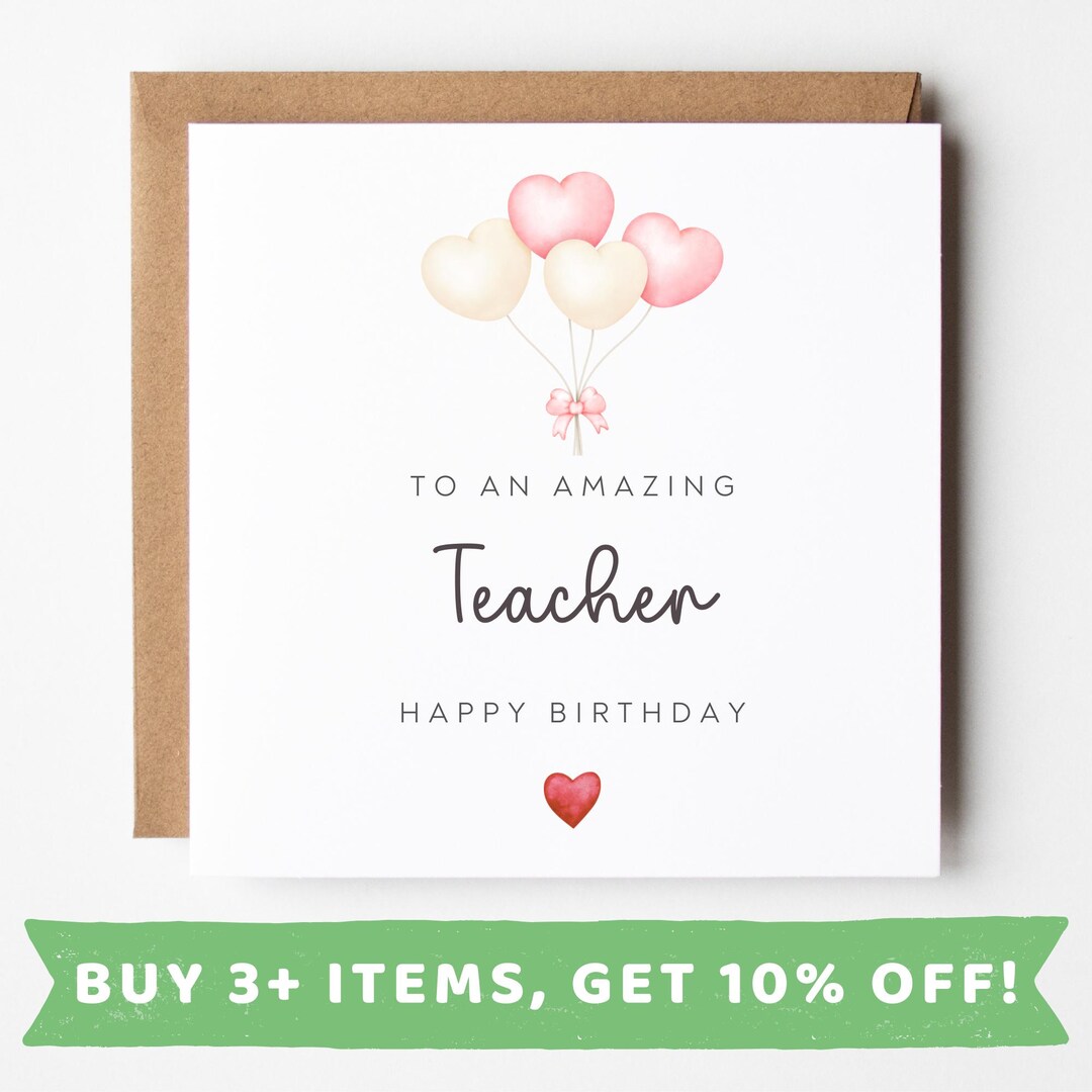 Teacher Birthday Card Teacher Birthday Cards Teacher Birthday Gift ...