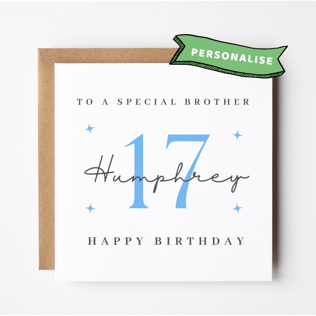 Personalised Brother 17th Birthday Card Brother 17th Birthday Cards ...