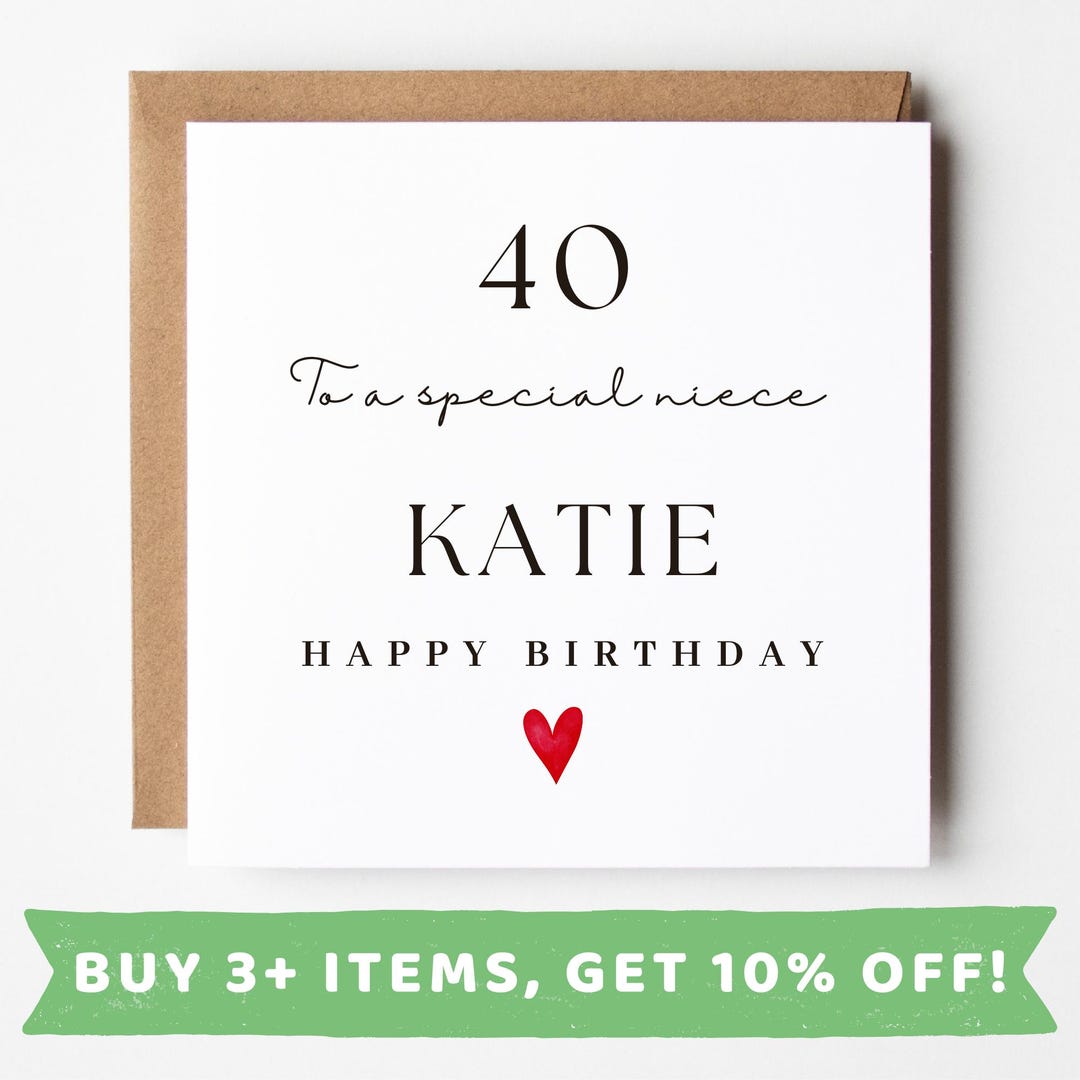 Personalised Niece 40th Birthday Card Niece 40 Th Birthday Card Niece ...