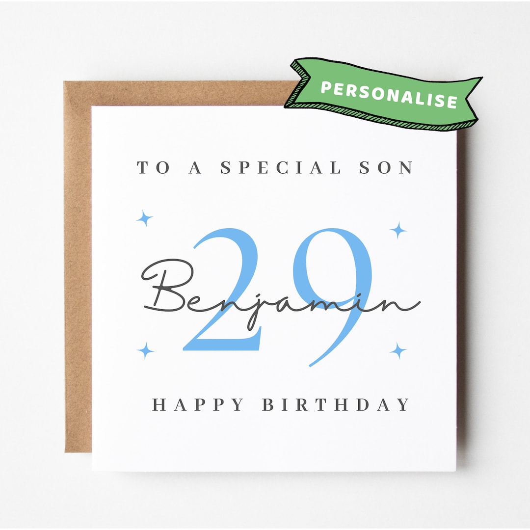 Personalised 29th Birthday Card for Son 29th Birthday Cards Son 29 Card ...