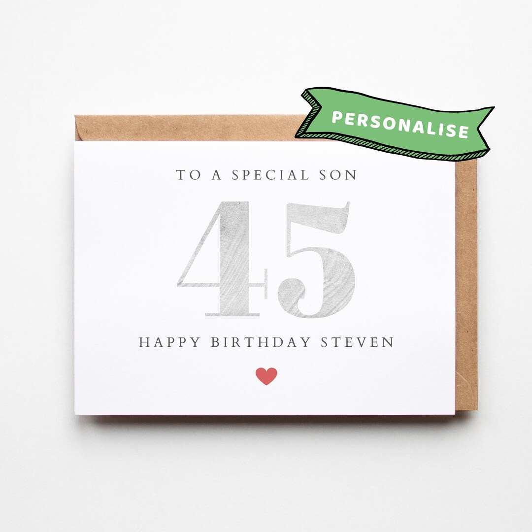 Son 45th Birthday Card Son 45th Birthday Cards Son 45th Birthday Gift ...