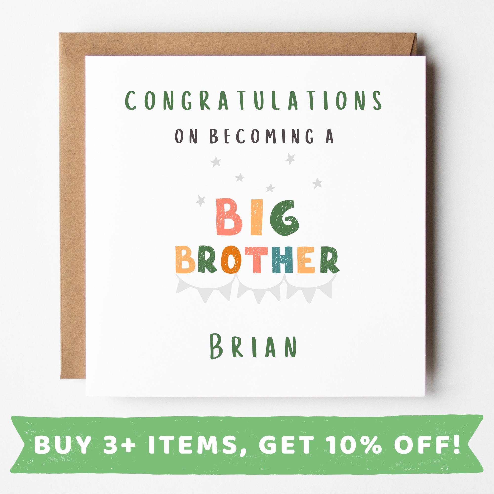 Personalised Big Brother Card Gift Congratulations on Becoming A Big ...