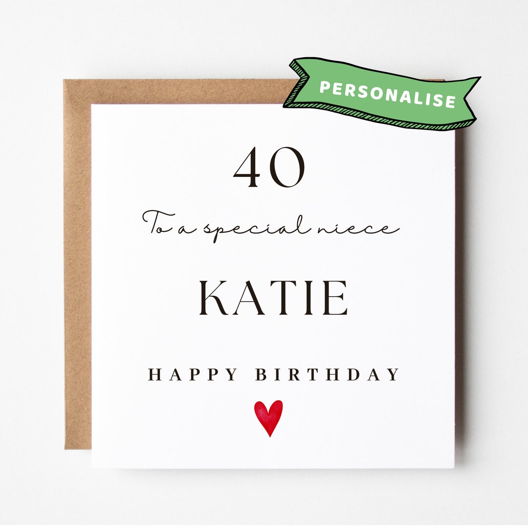 Personalised Niece 40th Birthday Card Niece 40 Th Birthday Card Niece ...