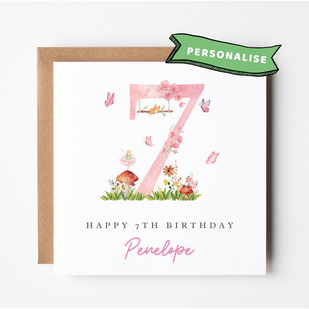 Personalised Birthday Card for Daughter Age 7 Birthday Card for ...