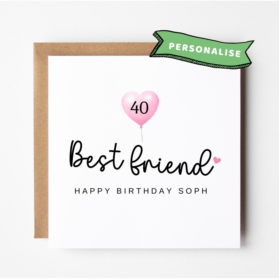 Personalised 40th Birthday Card for Friend 40th Birthday Cards for Best ...