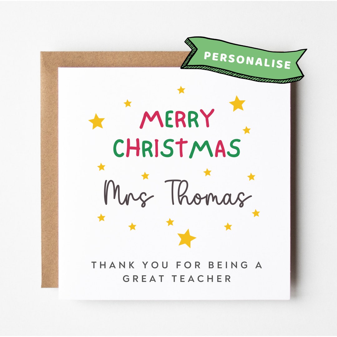 Personalised Christmas Card for Teacher Christmas Card Teacher - Etsy