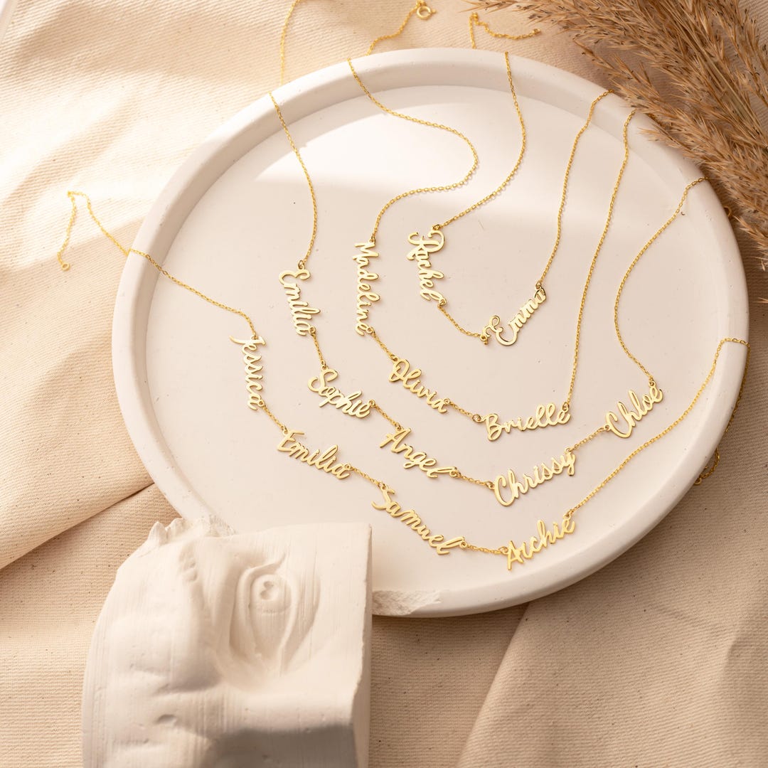Personalized Multiple Names Necklace, 5 Names Necklace, Family Name ...
