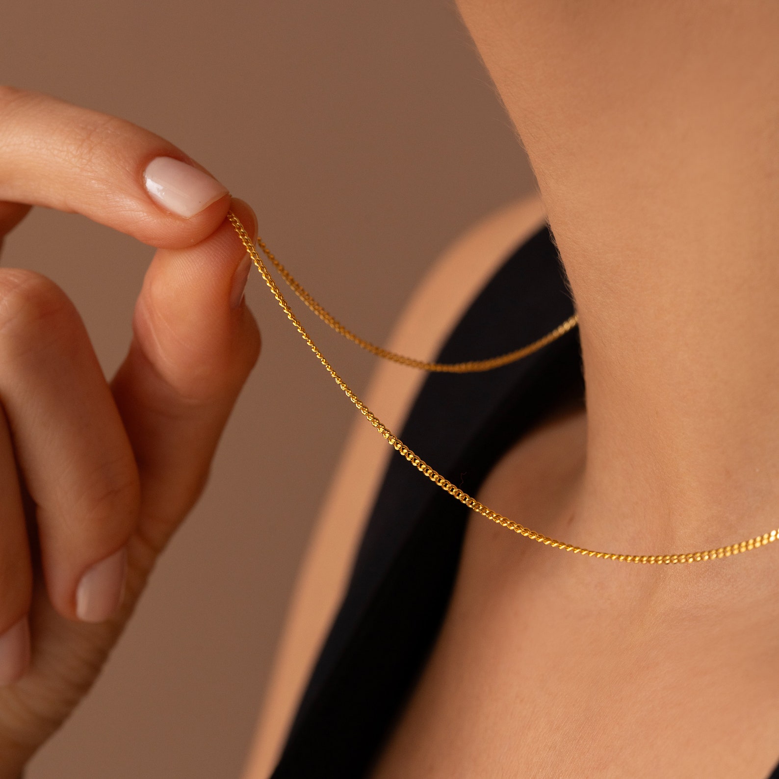 Everyday Minimalist Thin Gold Chain Necklaces for Women, Anti Tarnish ...