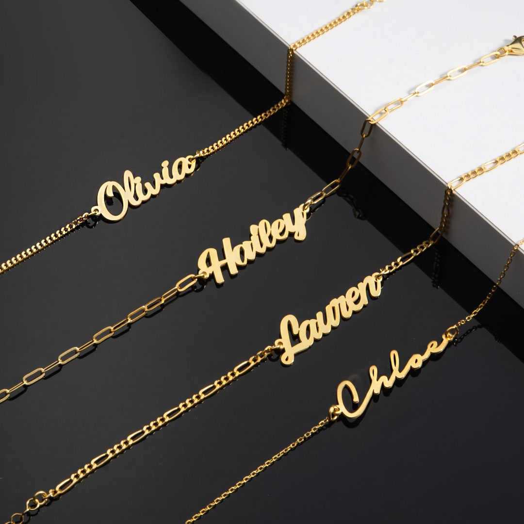 14K Gold Name Bracelet, Custom Name Bracelet, Baby Name Bracelet ...