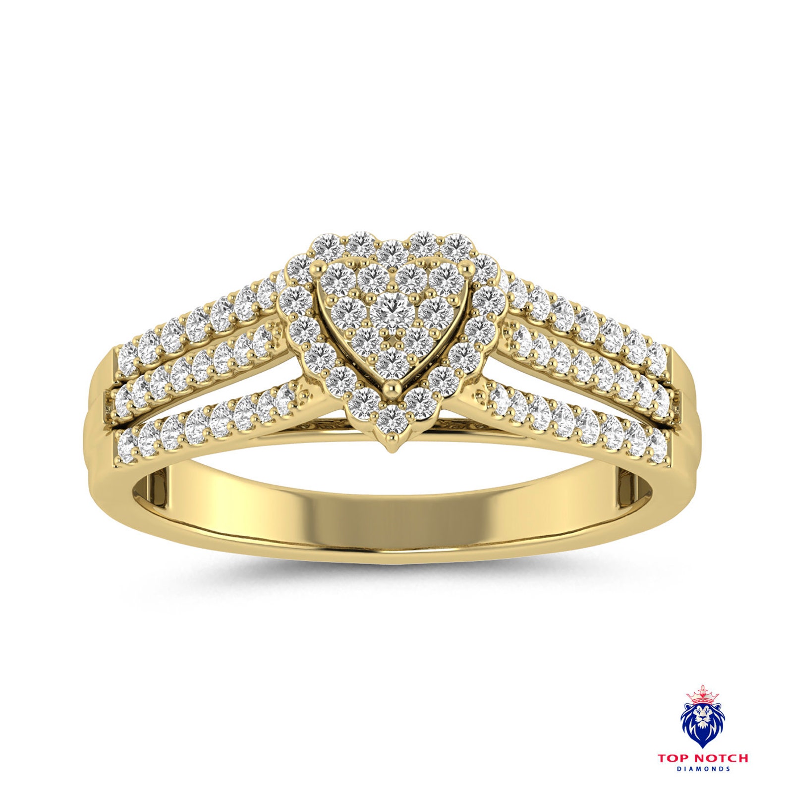 Natural Diamond Heart Shape Promise Ring 10 KT - Etsy
