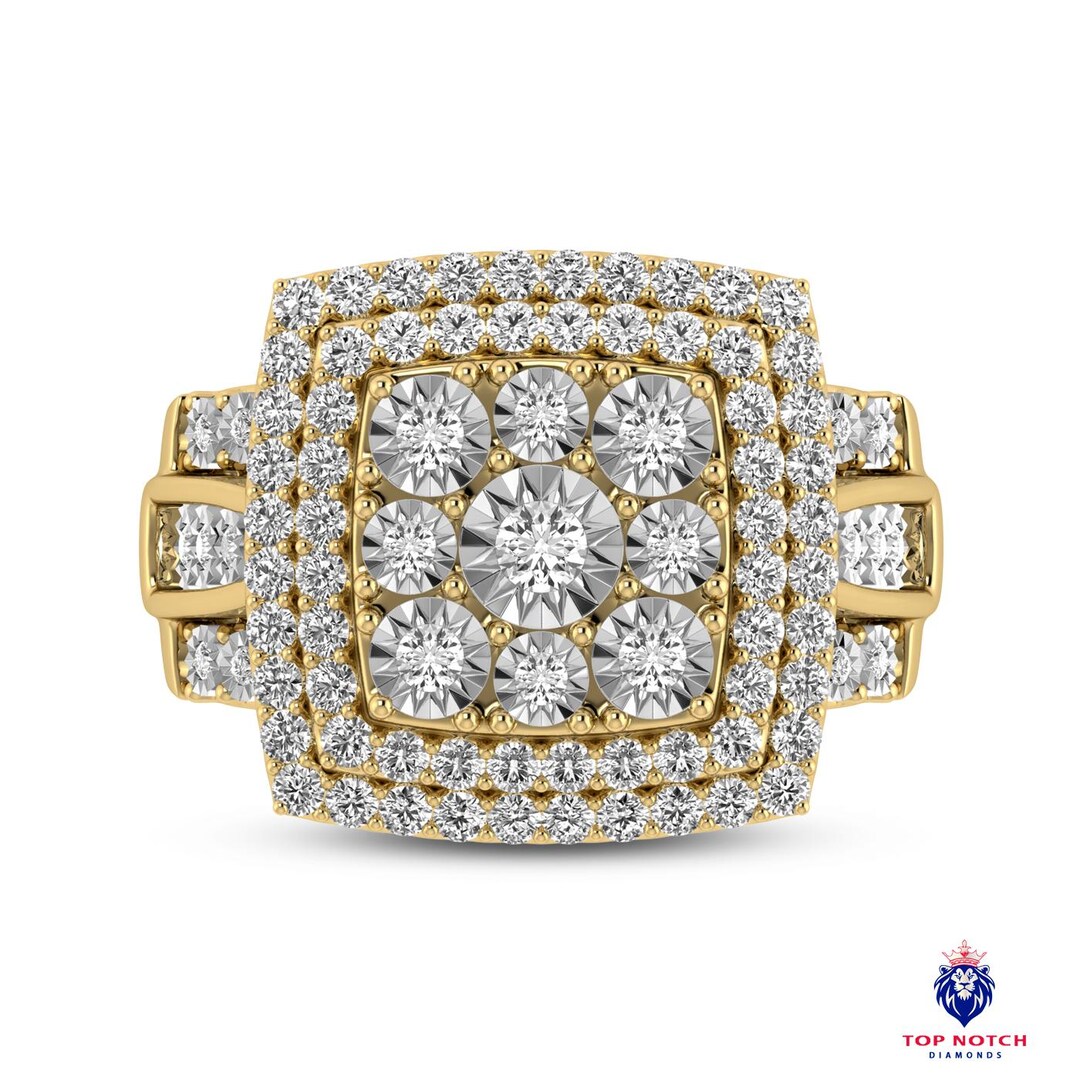 1.25 CTW Square Double Halo Head Ring - Etsy