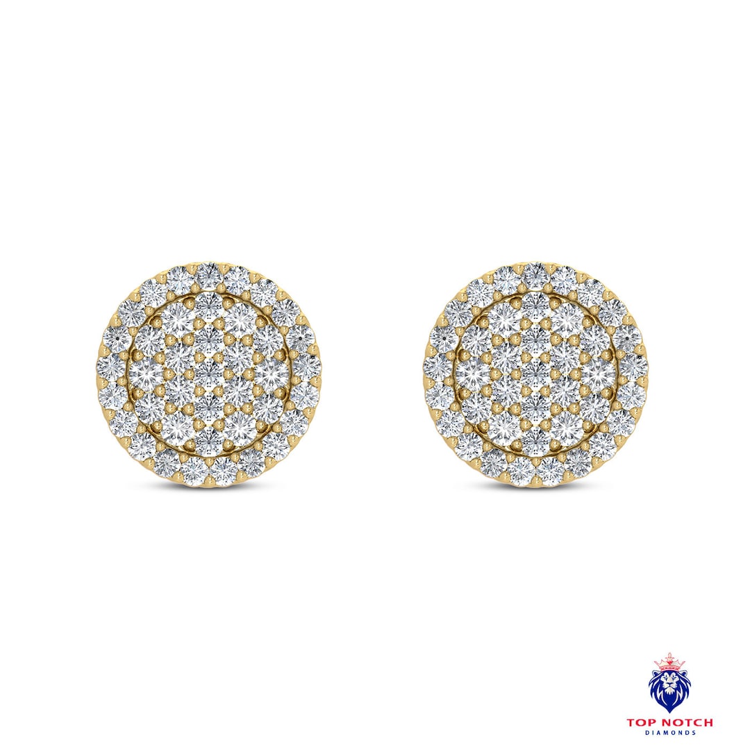 Natural Diamond Round Cluster Border Raised Stud 0.50 CTW Diamond ...