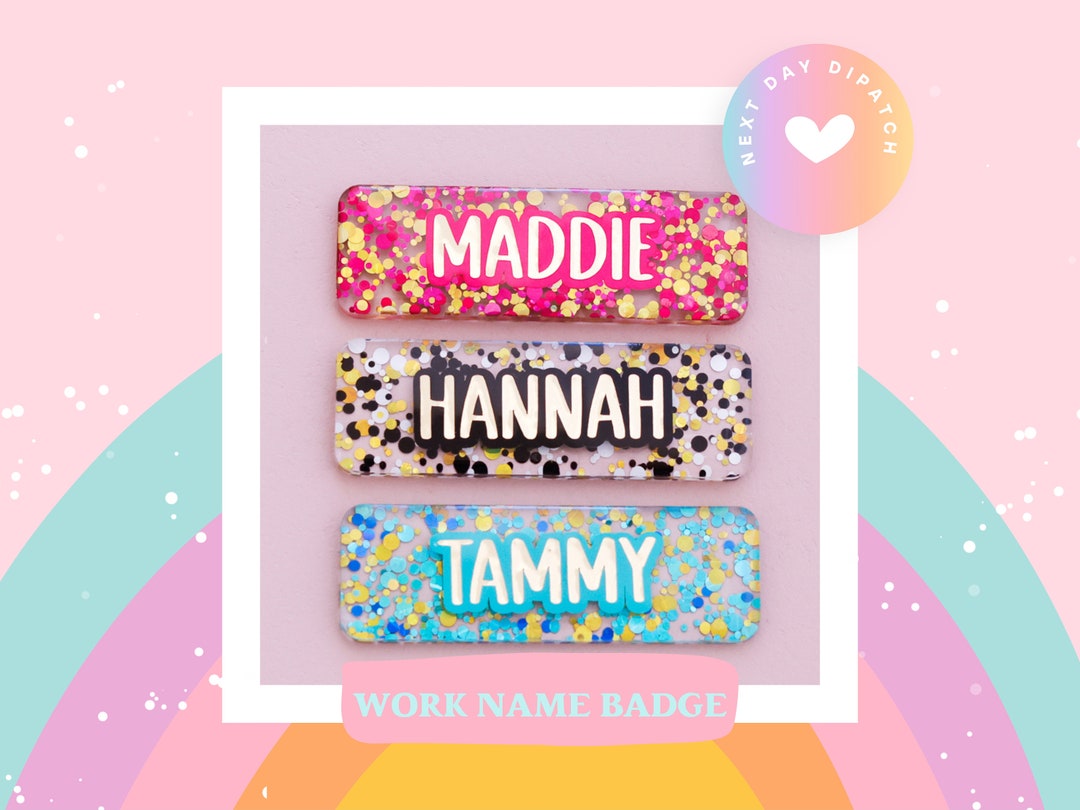 Work Name Badge Personalised With Glitter - Etsy