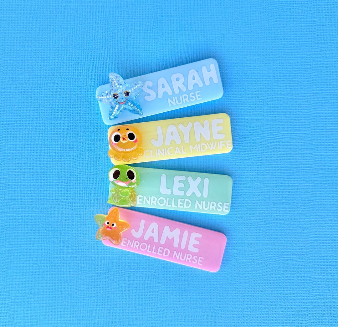 Work Name Badge With Sea Creature Charm, Mermaid, Starfish, Whale ...