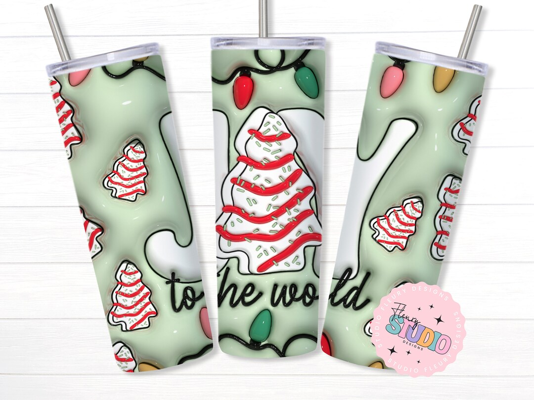 3D Inflated Joy to the World Tumbler Wrap PNG, 20 Oz Skinny Tumbler ...
