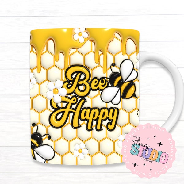 Bee Happy Mug - Etsy