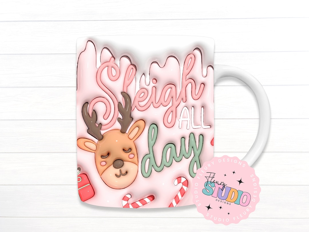 3D Inflated Sleigh All Day Mug Wrap, 3D Puff Mug, 3D Christmas Mug ...