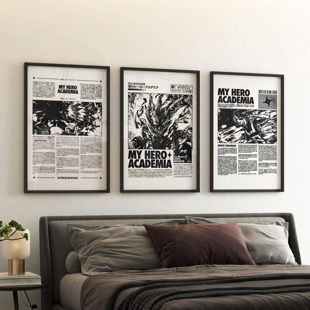 Set of 3 My Hero Academia , Izuku Midoriya, Printable Anime Poster ...