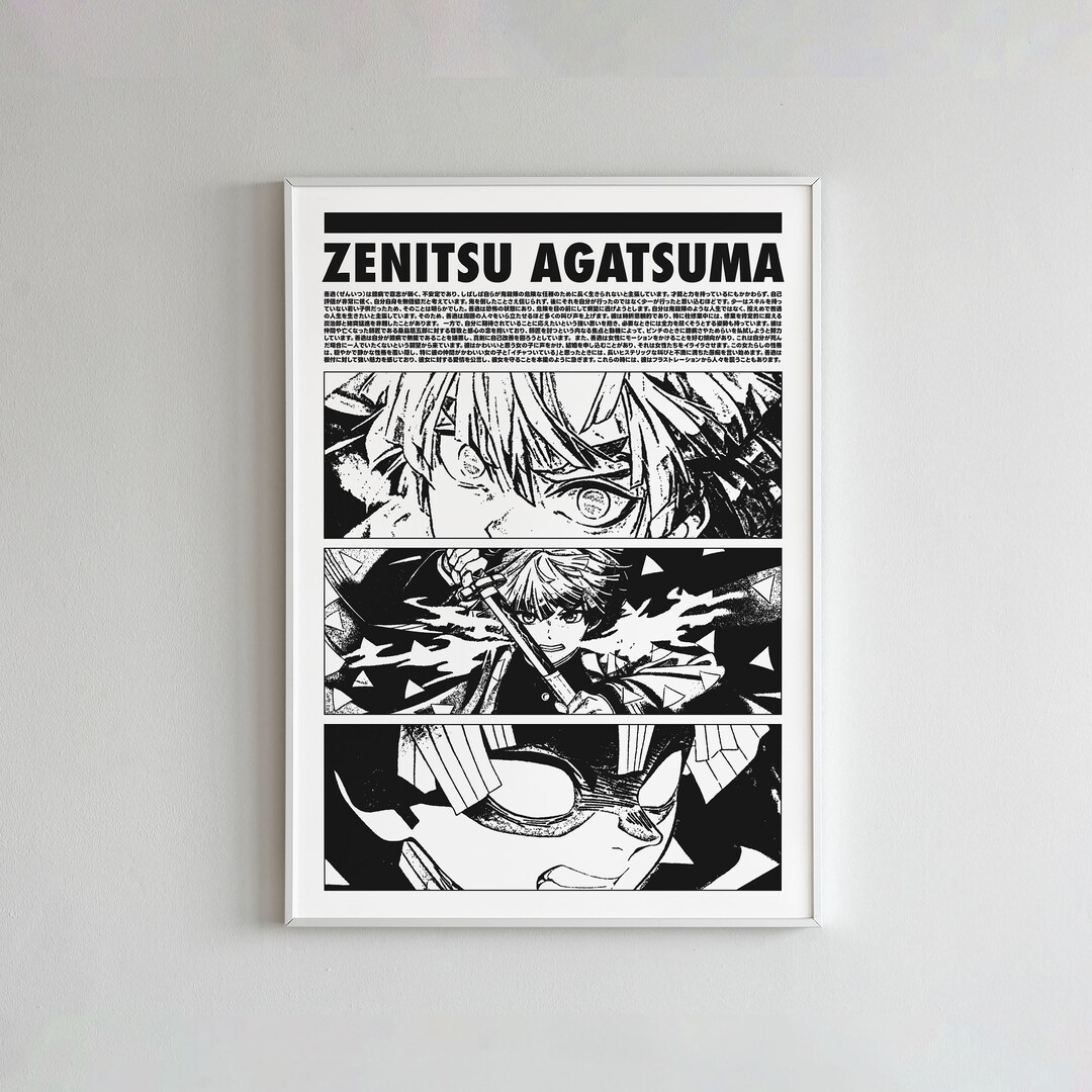 Zenitsu Agatsuma V2 Demon Slayer Anime Digital Poster, Anime Gifts ...