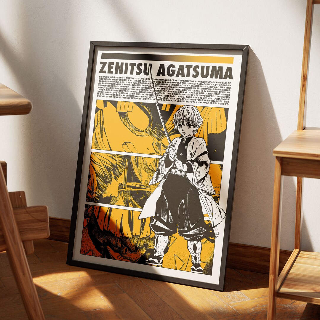 Zenitsu Agatsuma Demon Slayer Anime Digital Poster, Anime Gifts, Anime ...