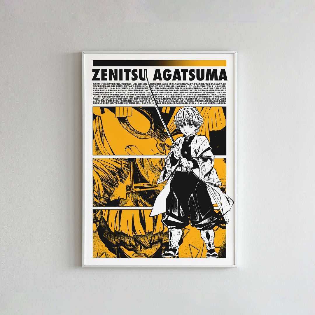 Zenitsu Agatsuma Demon Slayer Anime Digital Poster, Anime Gifts, Anime ...